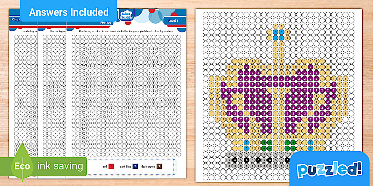 King Charles III Coronation Pixel Art Colouring | Twinkl Puzzled
