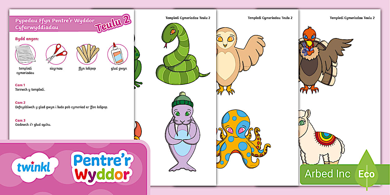Pentre'r Wyddor: Pypedau Ffyn Teulu 2 (teacher made)