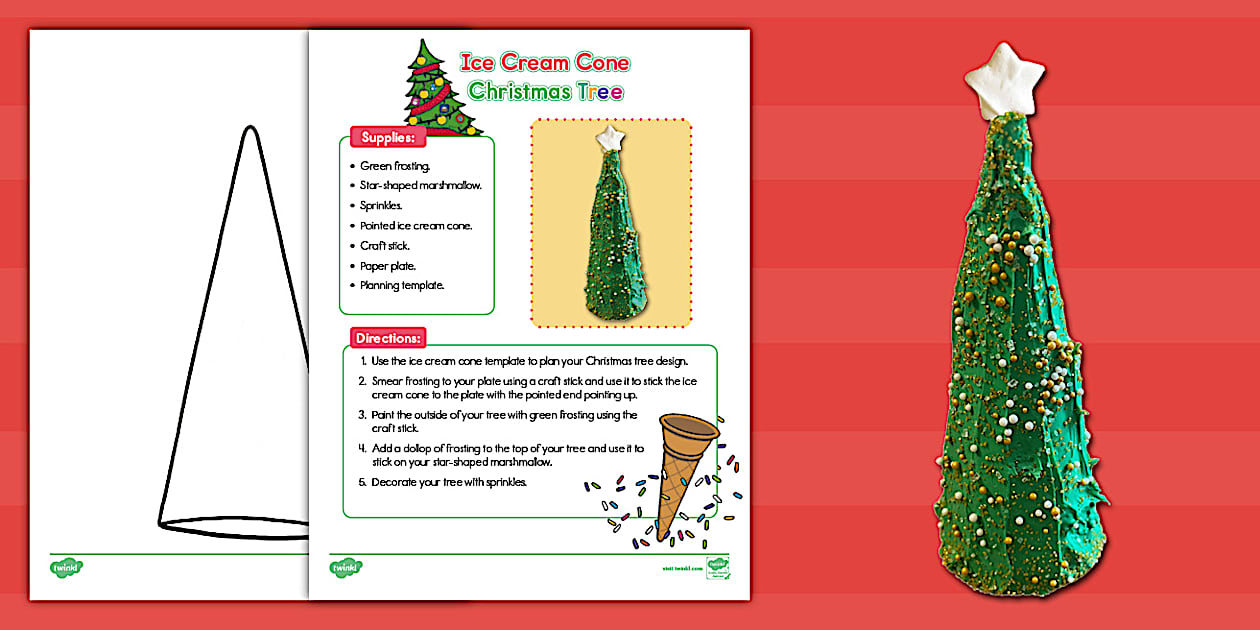 Ice Cream Cone Christmas Tree Craft | Art | Twinkl USA