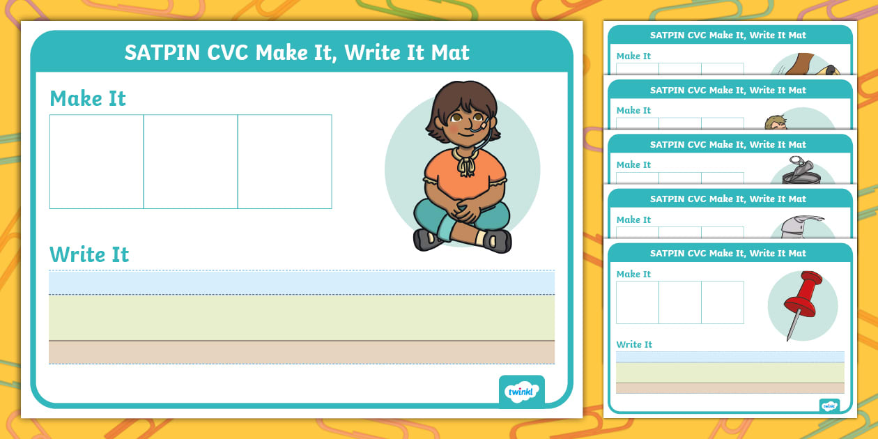 SATPIN CVC Make It, Write It Mats (teacher made) - Twinkl