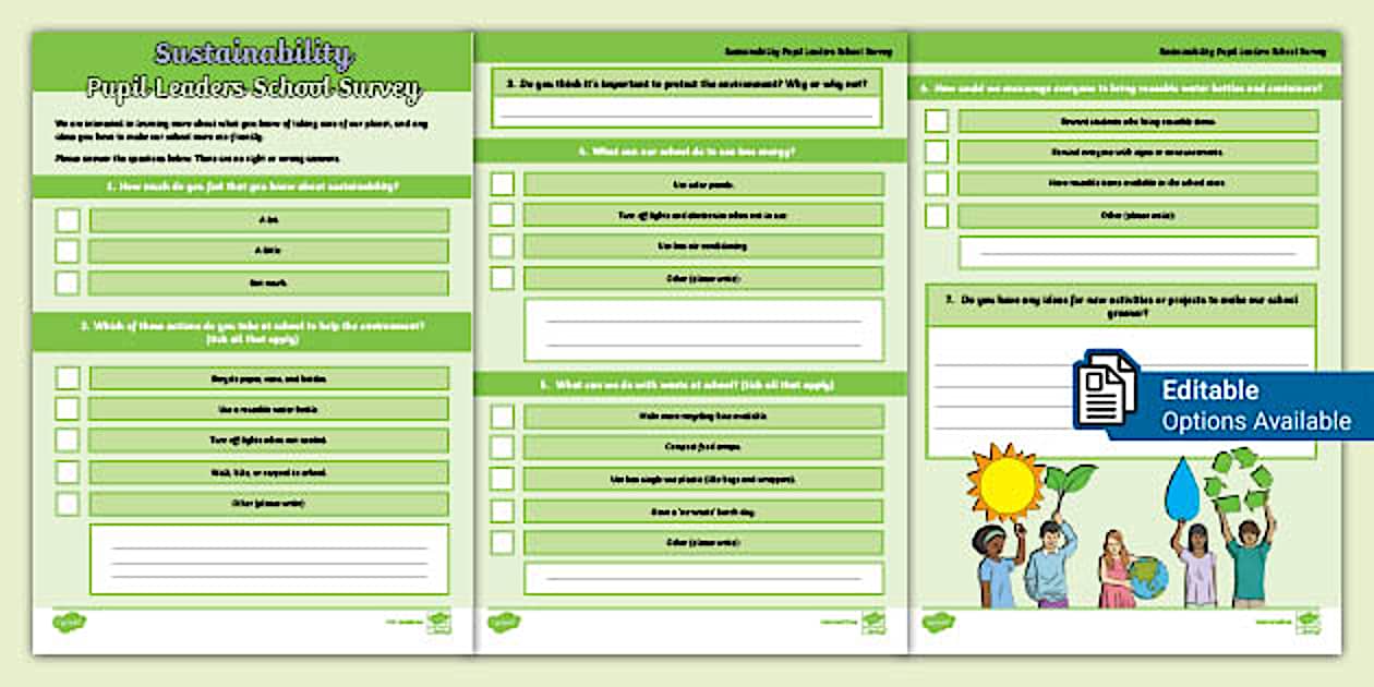 Sustainability Pupil Leaders School Survey (teacher made)