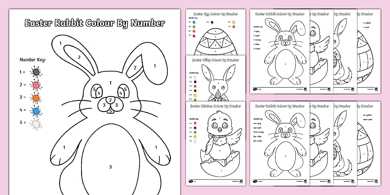 Easter Colour By Numbers - Differentiated (teacher made)