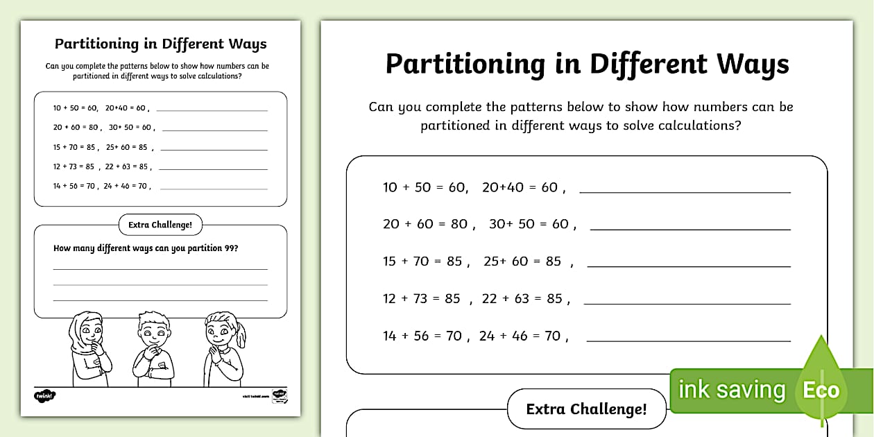 👉 Partitioning in Different Ways Reasoning Activity
