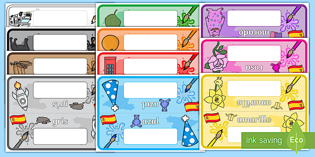 Spanish Colour Items Table Signs