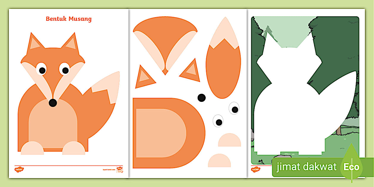 Aktiviti Gunting dan Tampal Bentuk Musang 2D (teacher made)