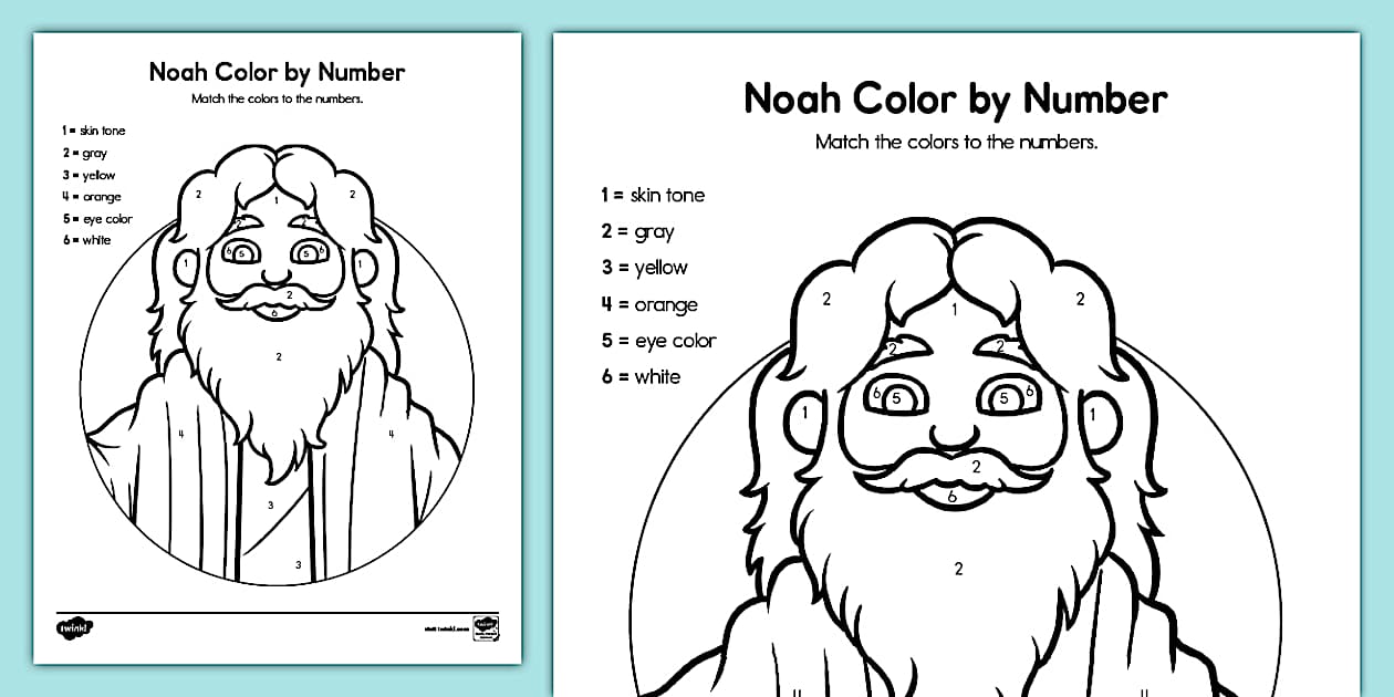 Noah Color by Number Worksheet (teacher made) - Twinkl