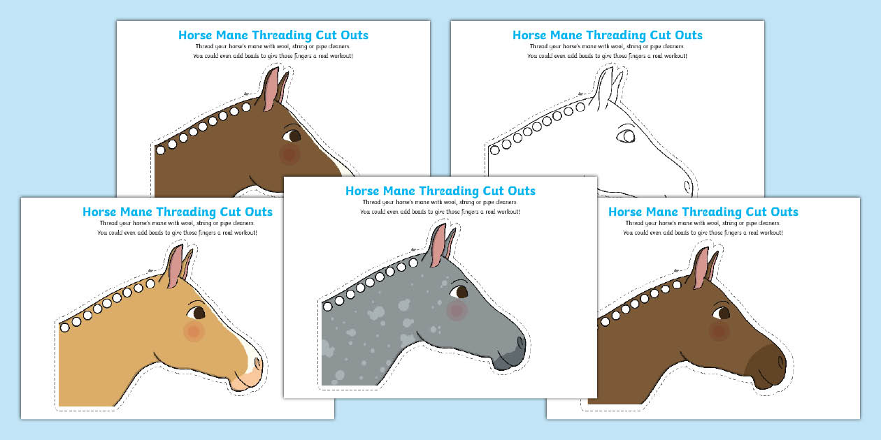 Horse Mane Threading Cut Outs (teacher made) - Twinkl