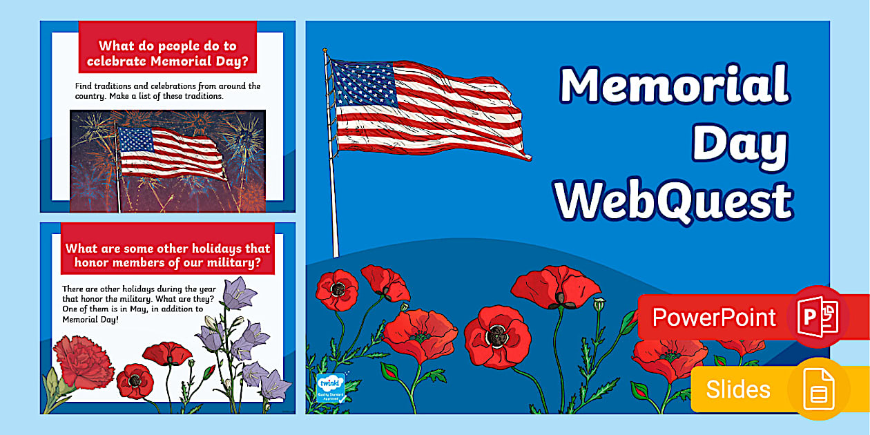 Memorial Day WebQuest PowerPoint & Google Slides for 3rd-5th Grade