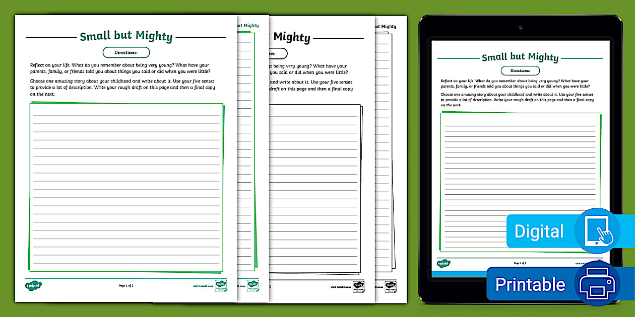 Small but Mighty Writing Worksheet for 6th-8th Grade