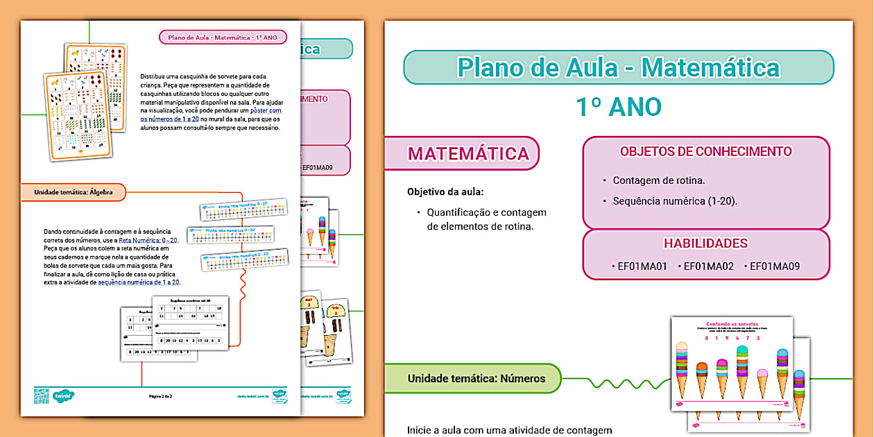 FREE! - Plano de aula 1º ano - Matemática: contagem e sequência