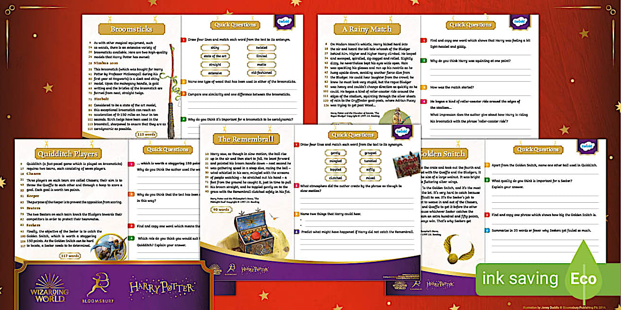 FREE! - Harry Potter: Quidditch 60-Second Reads Activity [Ages 9-11]