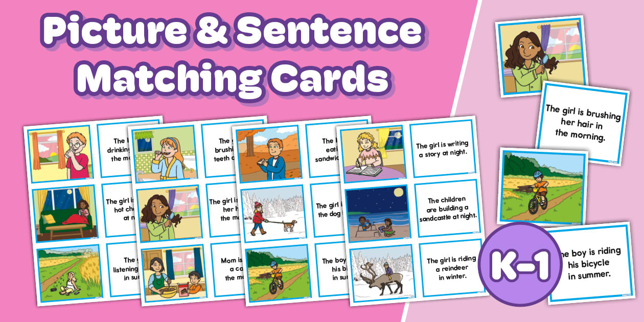 Picture and Sentence Matching Cards for K-1st Grade