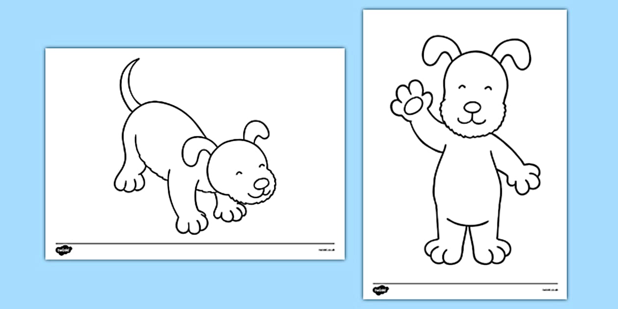 Dog Themed Colouring Sheets to Support Teaching on The Blue Balloon