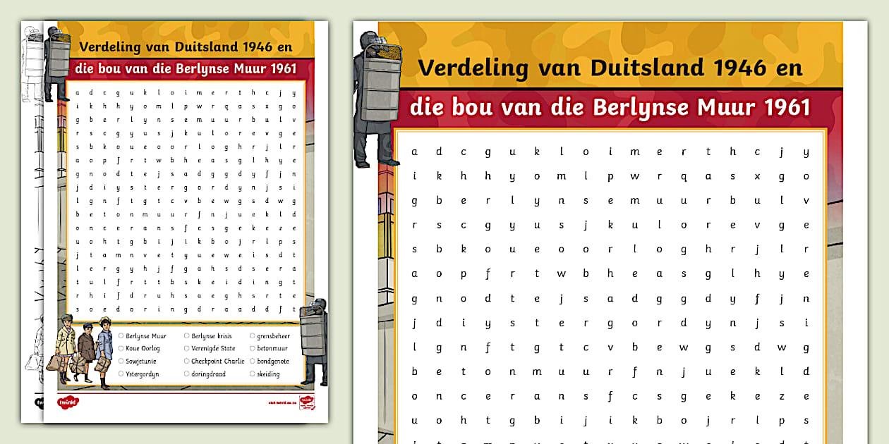 Verdeling van Duitsland 1946 en die bou van die Berlynse muur 1961 Woordsoek