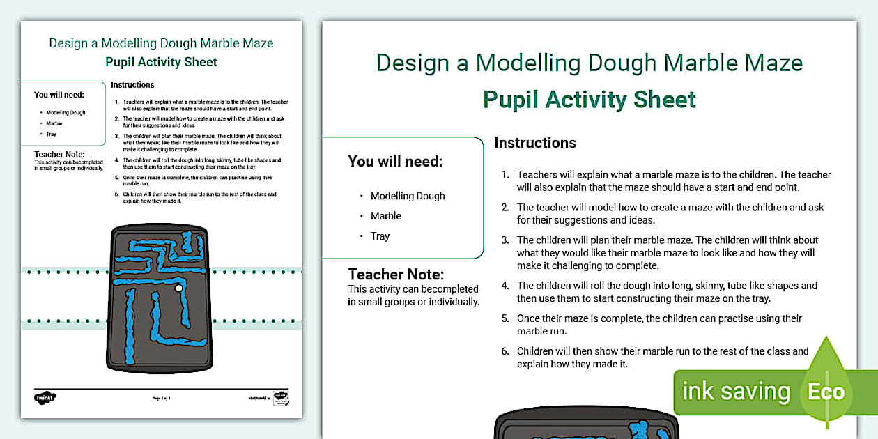 Design a Playdough Marble Maze Stem Activity Junior Classes