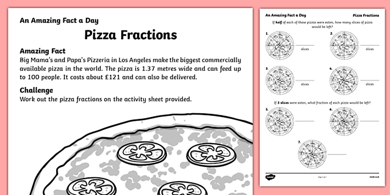 Pizza Fractions Worksheet / Worksheet, worksheet - Twinkl
