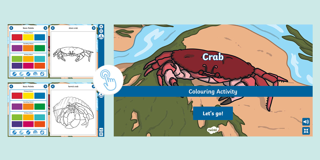 Crab Interactive Colouring (teacher made) - Twinkl