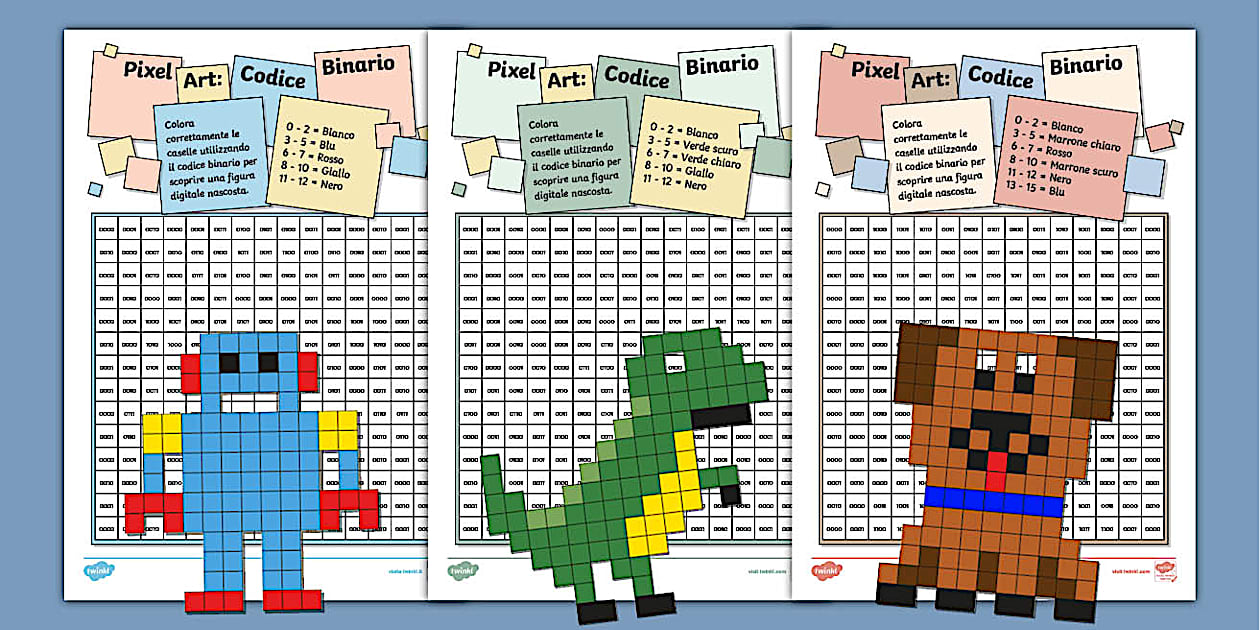 Pixel art con codice binario (Teacher-Made) - Twinkl