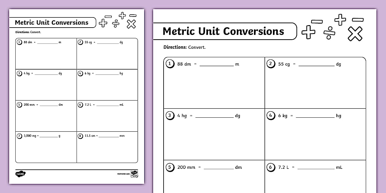 Seventh Grade Metric Unit Conversions Practice - Twinkl