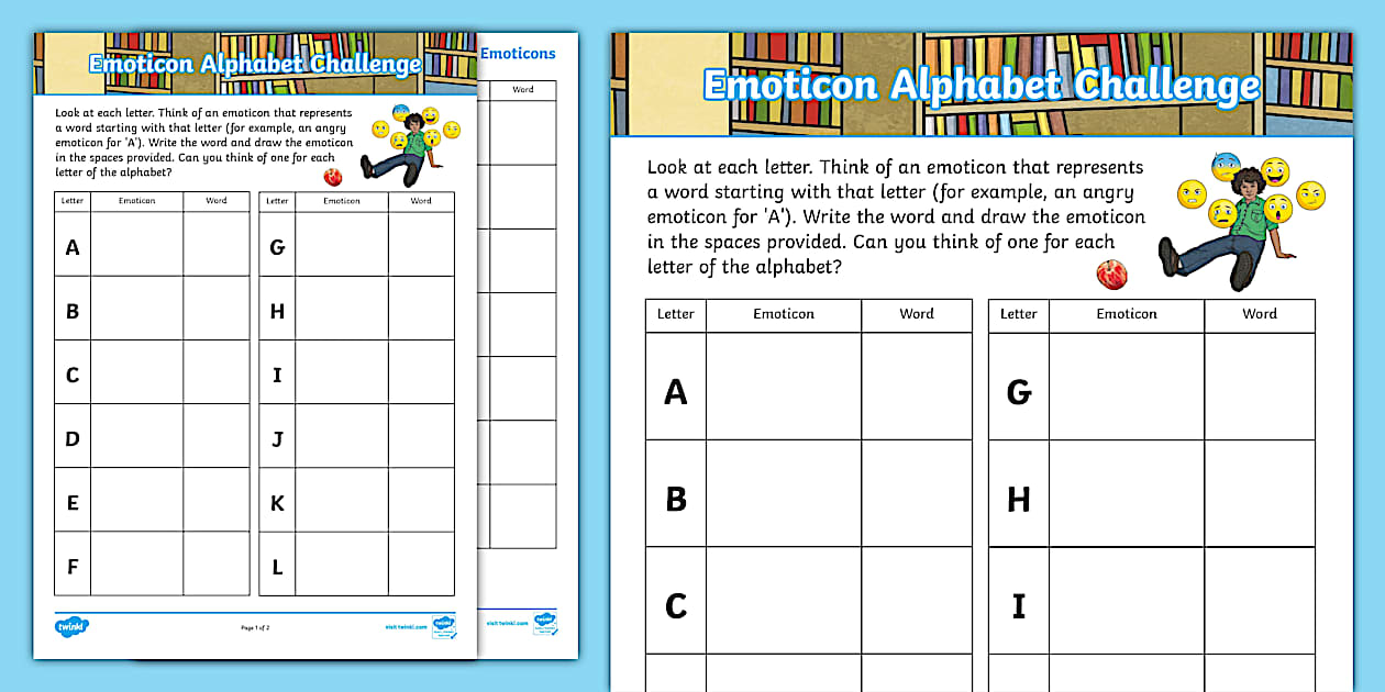 Emoticon Alphabet Challenge Worksheet