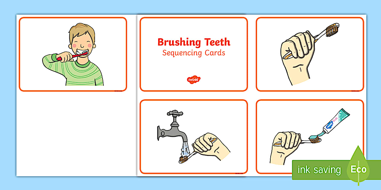 Sequencing Cards Brushing Teeth Boy (teacher made) - Twinkl