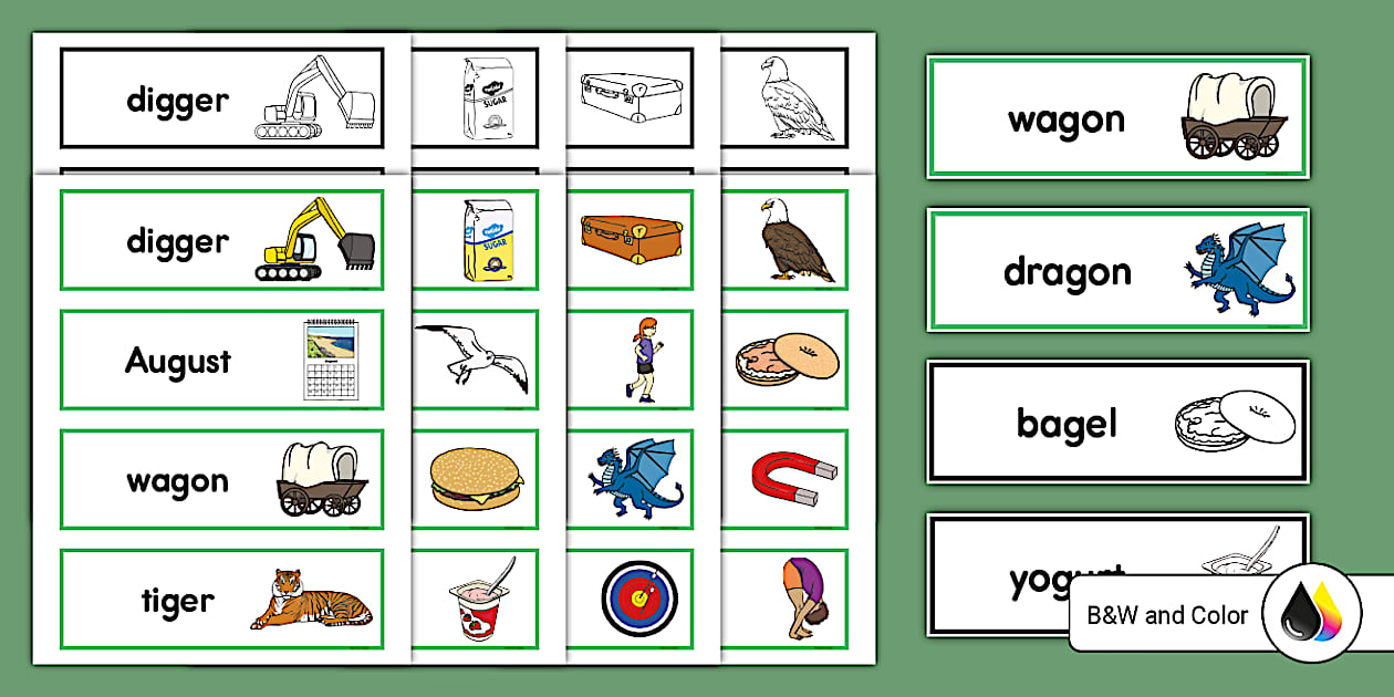 Medial g Words | Phonics Word Cards | Twinkl USA - Twinkl