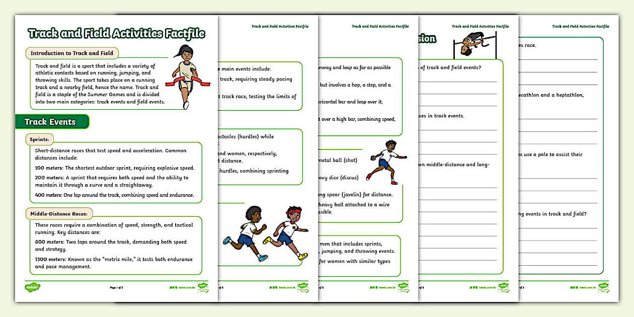 Summer Games Track and Field Factfile and Reading Comprehension