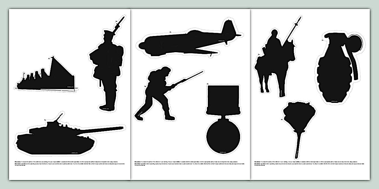 War Silhouette Cut-Outs (Teacher-Made) - Twinkl
