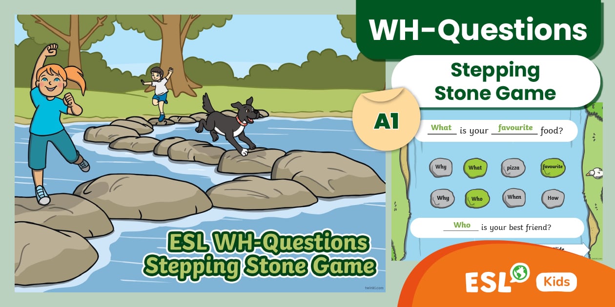 ESL WH- Questions Stepping Stone Game [Kids, A1]
