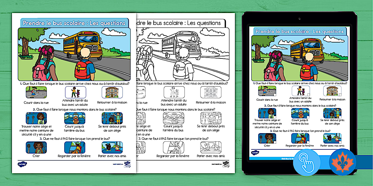 Life Skills: Riding the Bus Comprehension Activity French