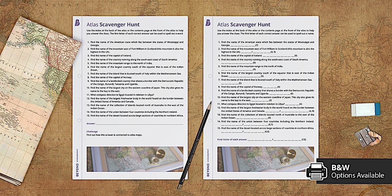 KS3 Atlas Scavenger Hunt | Geography | Beyond Secondary