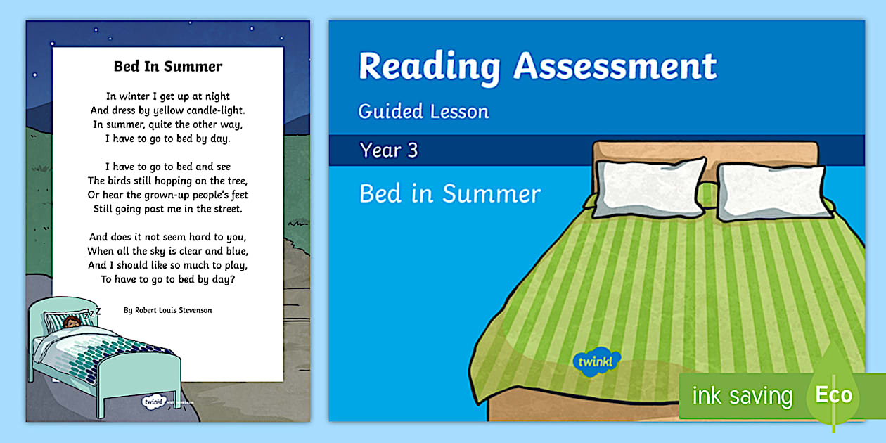 Year 3 Bed in Summer Reading Assessment Resource Pack | KS2
