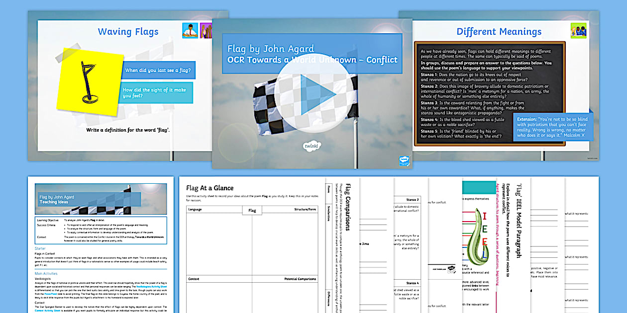 Editable GCSE Poetry Lesson Pack to Support Teaching on 'Flag' by John ...