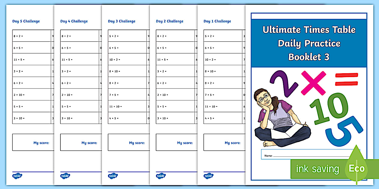 Ultimate Times Table Daily Practice 3 Booklet (teacher made)