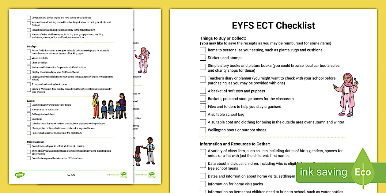 EYFS ECT Checklist (teacher made) - Twinkl