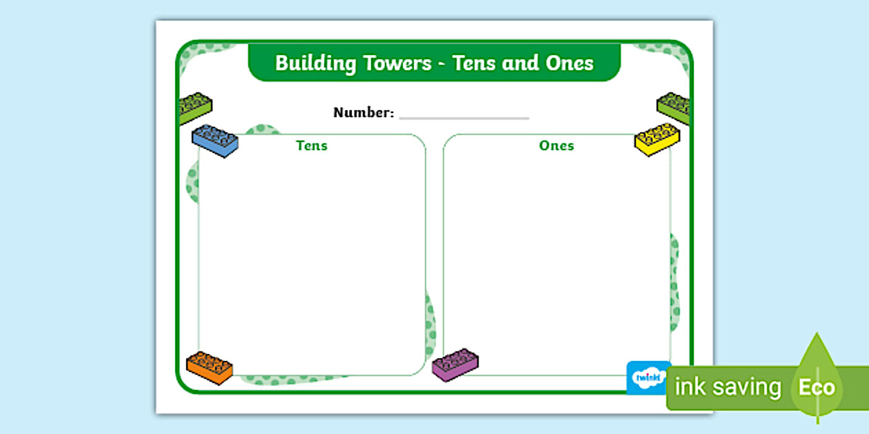 Building Towers - Tens and Ones Activity Mat - Twinkl