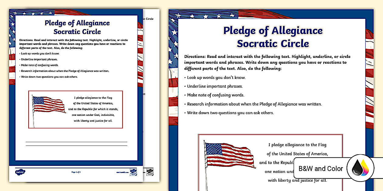 Pledge of Allegiance Worksheet for 8th Grade | Twinkl USA