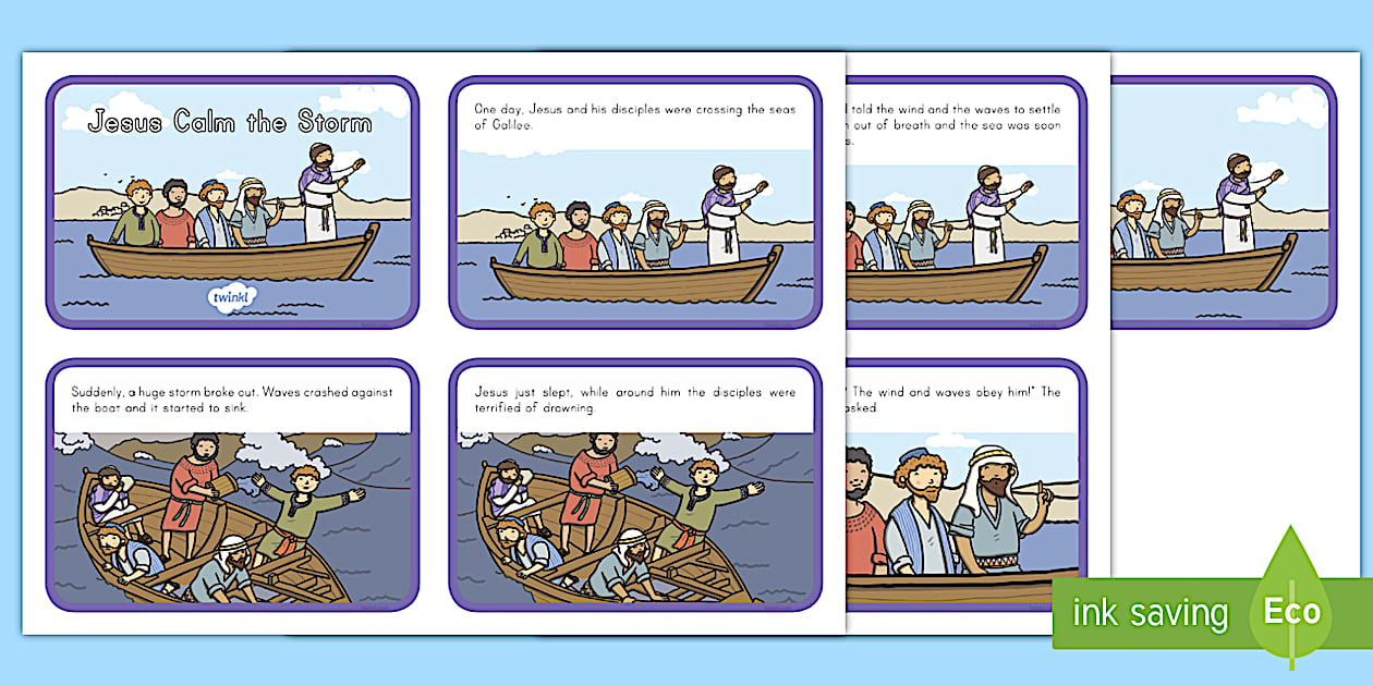 Jesus Calms the Storm Sequencing Cards | Twinkl USA - Twinkl