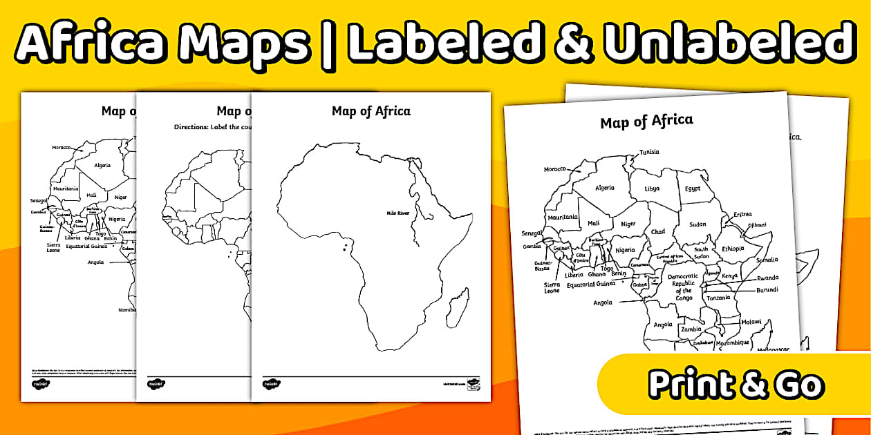 Africa Map Worksheets | Labeled and Blank