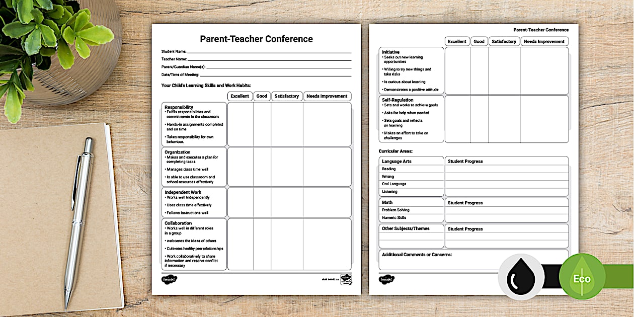 Primary Parent-Teacher Conference Planning Template