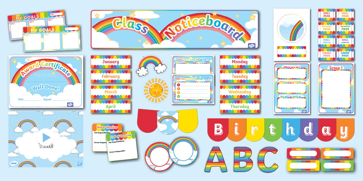 Rainbow-Themed Classroom Display Pack (teacher made)