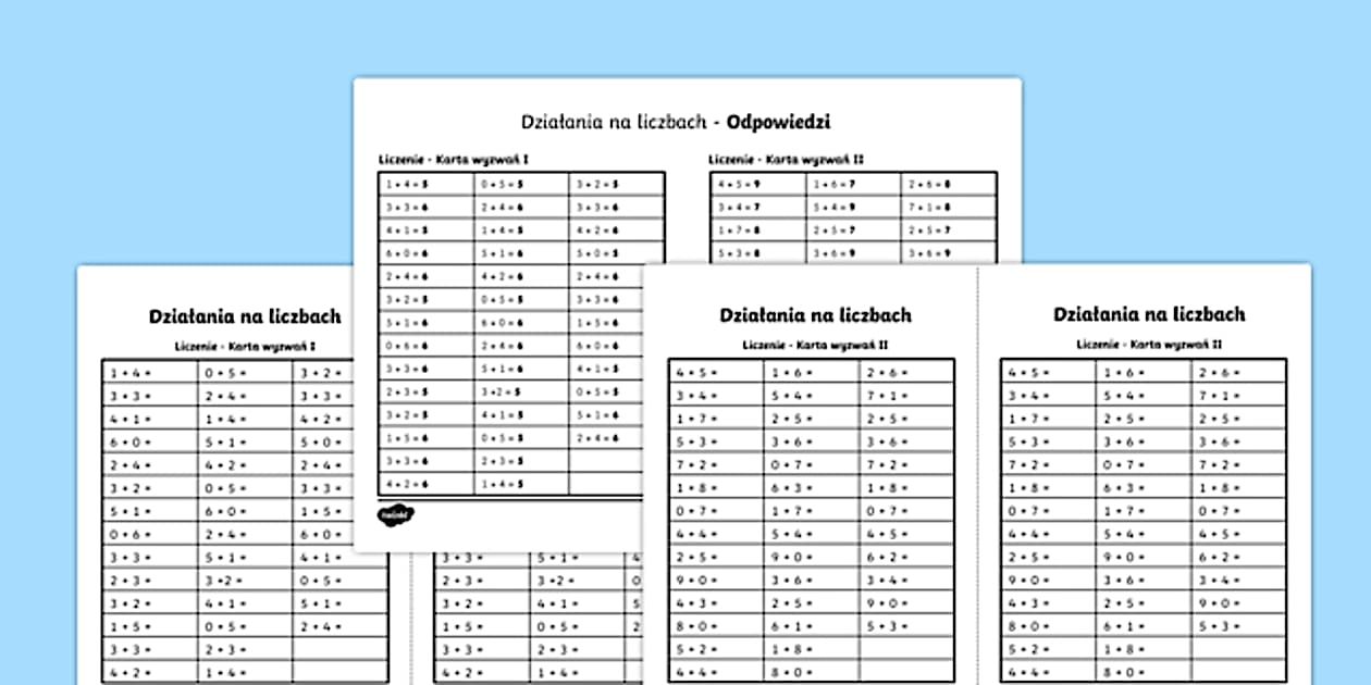 Karta Działania na liczbach po polsku, worksheet - Twinkl