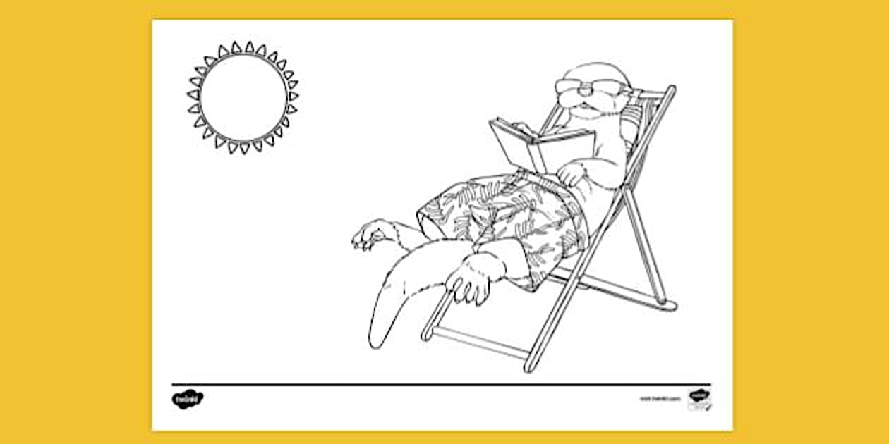 Summer Beach Otter in a Chair Reading a Book Colouring Sheet