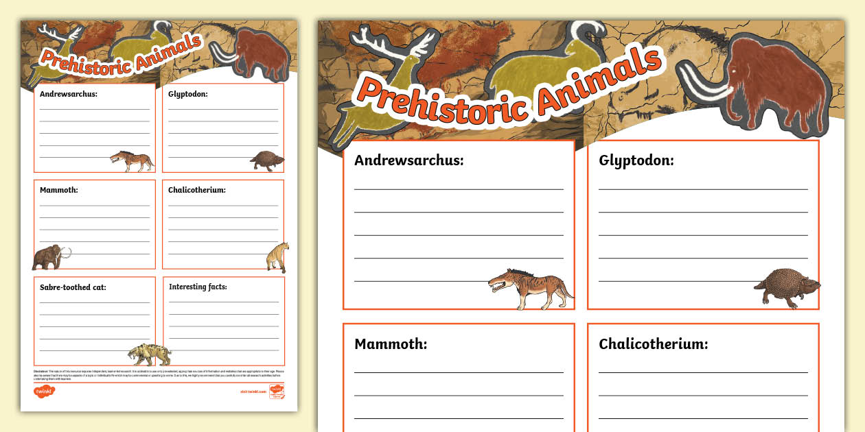Prehistoric Animals Fact File (l'enseignant a fait) - Twinkl