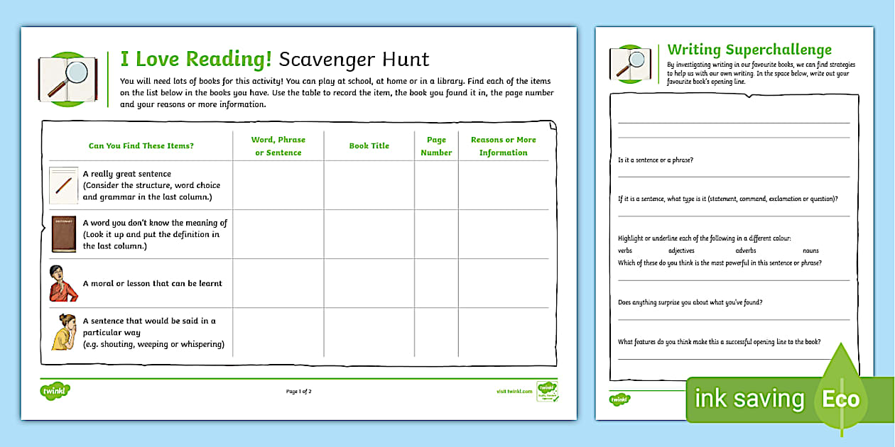 UKS2 I Love Reading! Scavenger Hunt