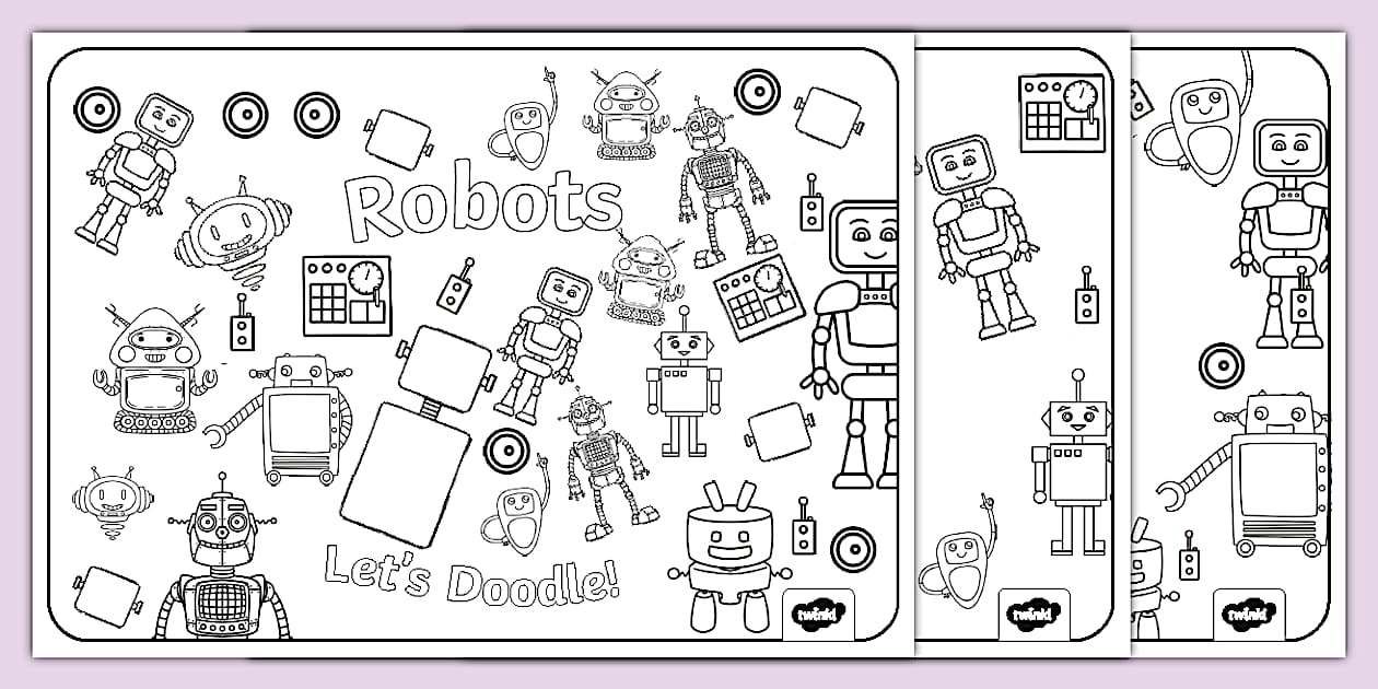 Robot Let’s Doodle Colouring Pages - Twinkl