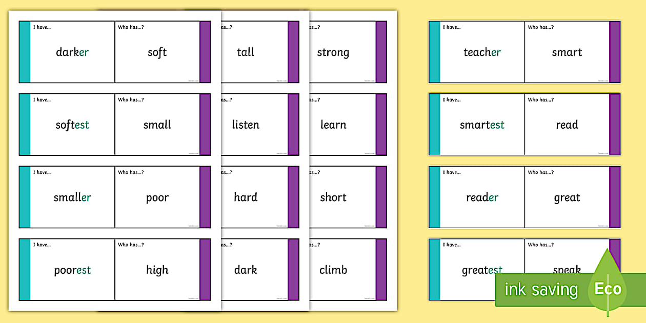 Suffix -er and -est Loop Cards (teacher made) - Twinkl