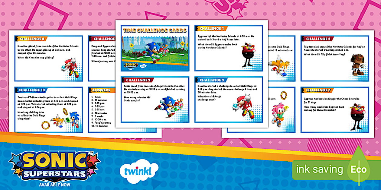 FREE! - 👉 Sonic: Time Challenge Cards [Ages 7-9] - Twinkl