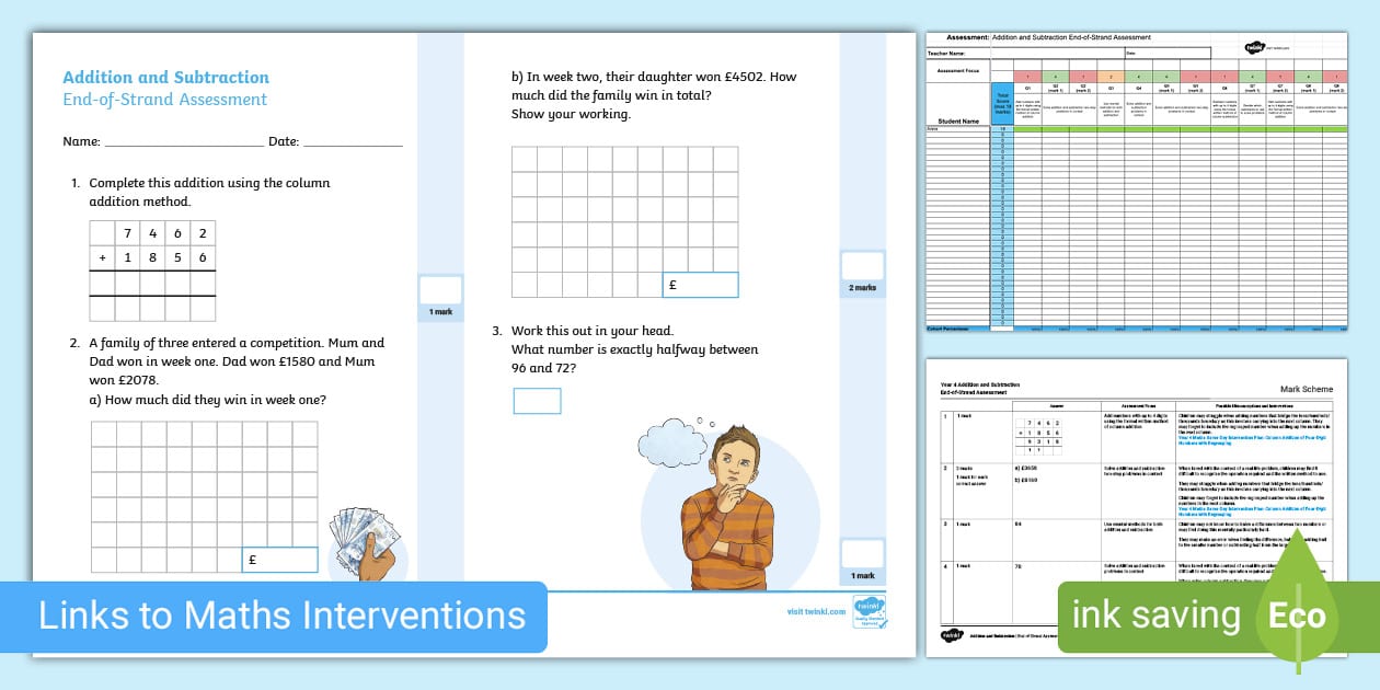 👉 Y4 Addition/Subtraction End-of-Unit Assessment and Tracker