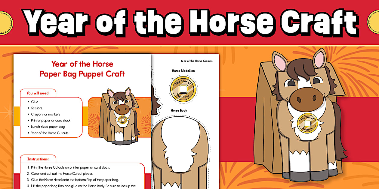 Year of the Horse Paper Bag Puppet Craft